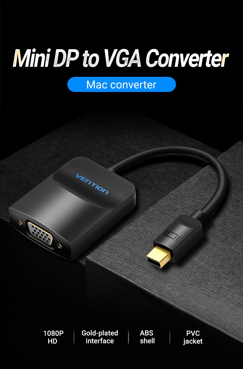 Vention Mini DisplayPort to VGA 1080P Video Converter Adapter | Shopee ...