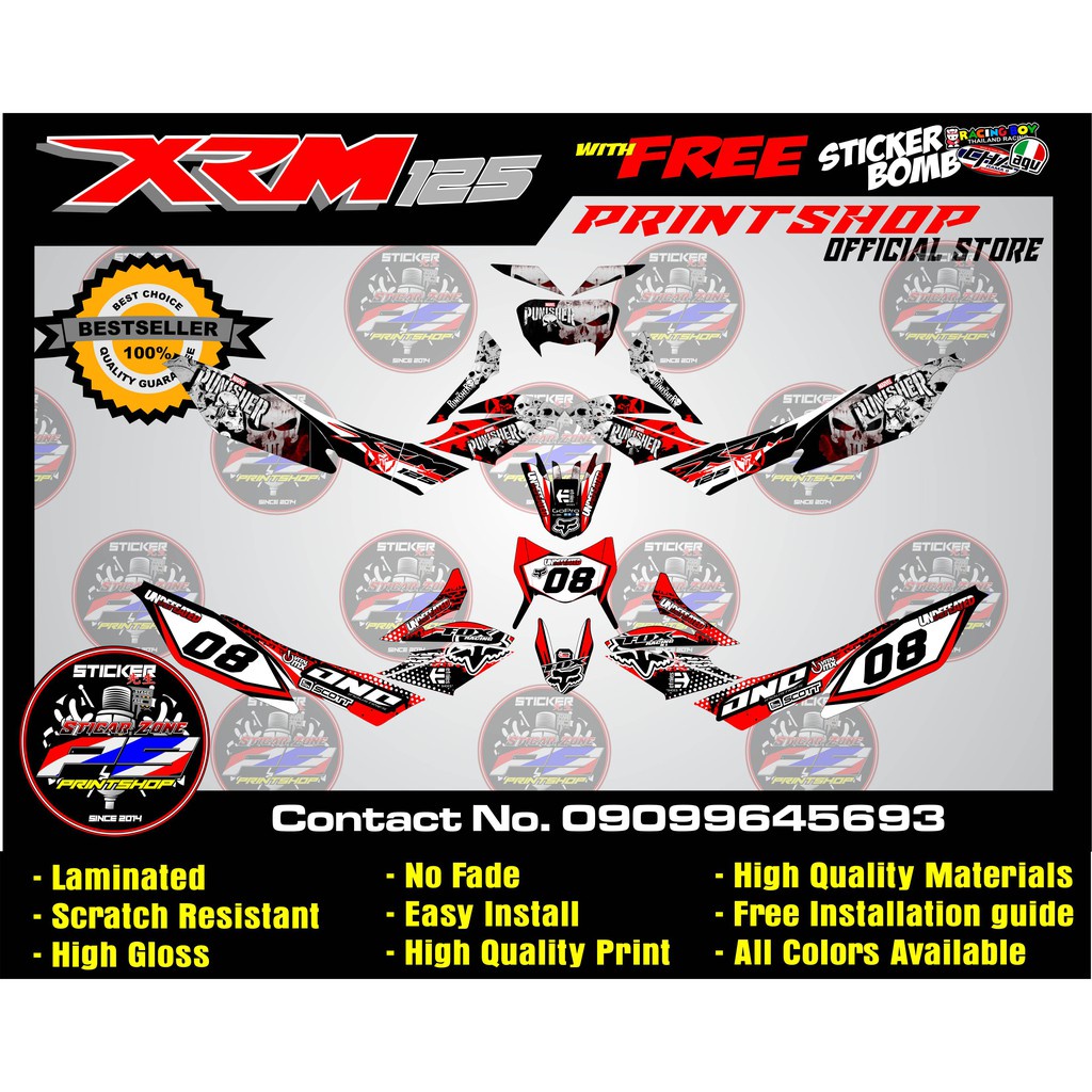 Honda XRM 125 carb full set sticker decals Batch 1 | Shopee Philippines