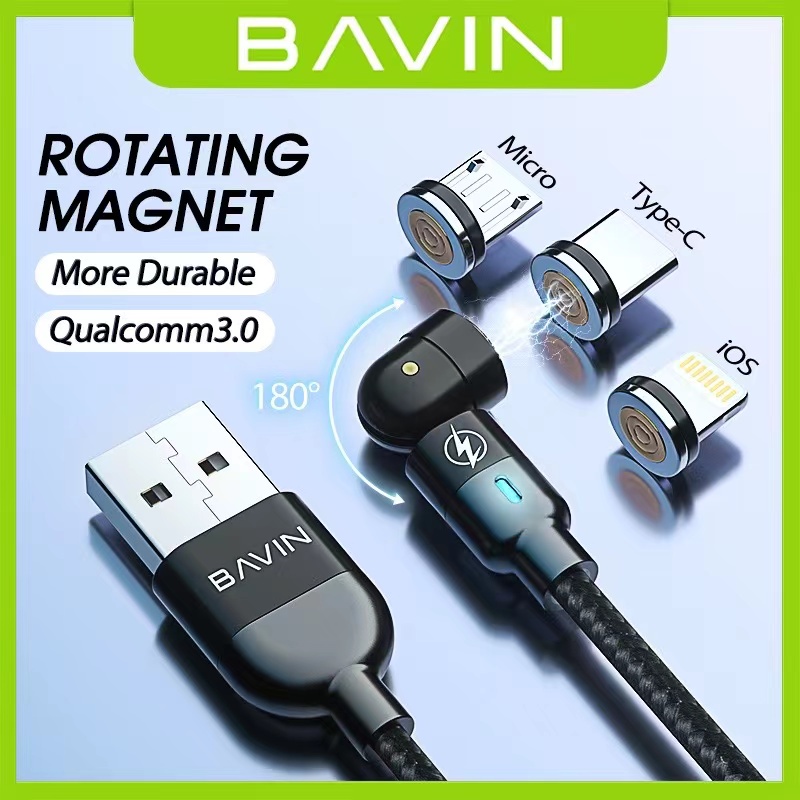 BAVIN CB223 Magnetic Qualcomm3.0 Fast Charging Data Cable 3 in 1 Cable ...