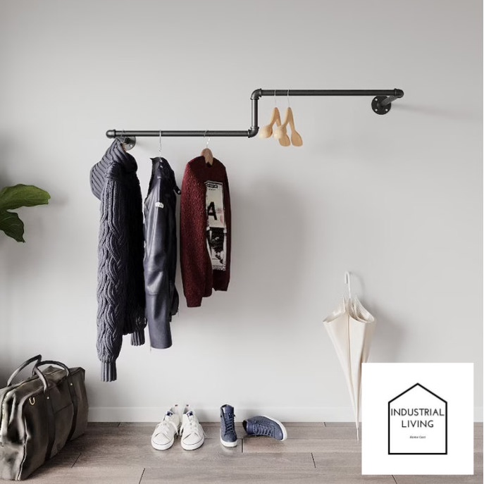 Industrial Wall Mounted Clothes Rack, Wall mounted clothes rail ...