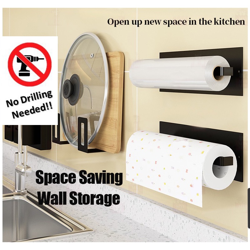 Iron Steel Kitchen Tissue Rack Paper Hanger Adhesive Paper Roll Holder ...