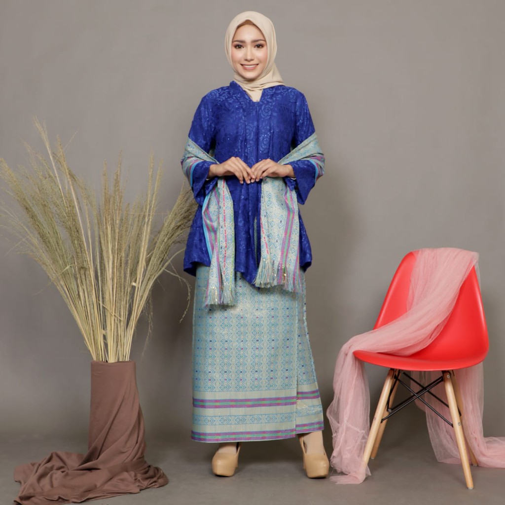 LIGHT BLUE SONGKET SET SKIRT AND SHELF/PALEMBANG SONGKET/BATIK SONGKET ...