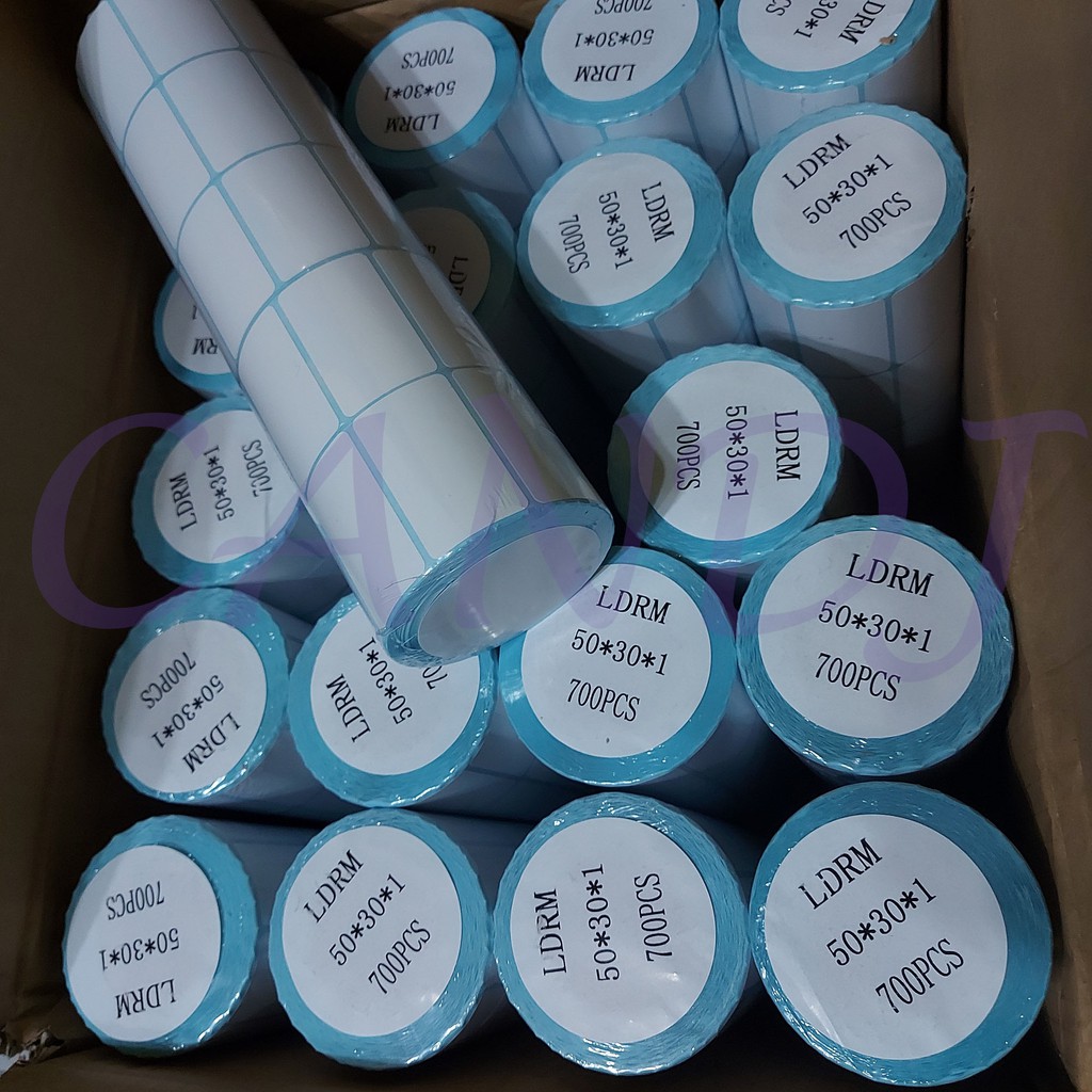 5 rolls 50mm x 30mm - 700pcs High Quality Waterproof Thermal Barcode ...
