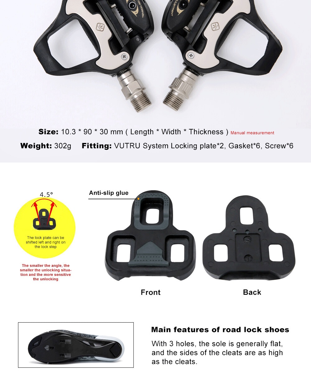 Road Bike Pedals Road Bike Cleats Self-locking Pedal Compatible Bicycle ...