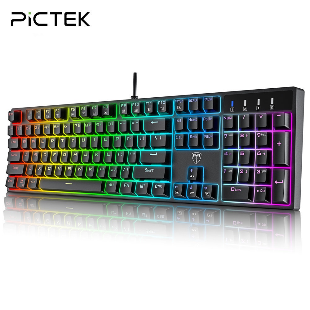 PiCTEK PC326 Mechanical Gaming Keyboard Wired, with 20 True RGB Backlit ...