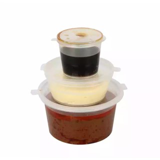 50pcs Plastic Sauce Cup Hinge Hinged Cup Sauce Container | Shopee ...