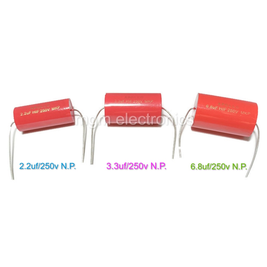 1pc non polar capacitor 250v 2.2/ 3.3/ 4.7/ 6.8 micro farad MKP (RED ...