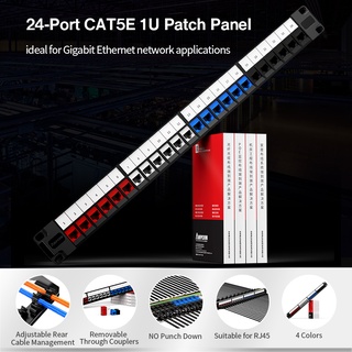 AMPCOM Patch Panel , 24 Port Patch Panel Pass Through, RJ45 UTP Thru ...