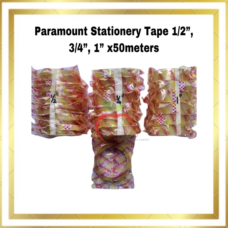 Paramount Stationery Tape Clear Tape 1/2”, 3/4”, 1” x50meters | Shopee ...