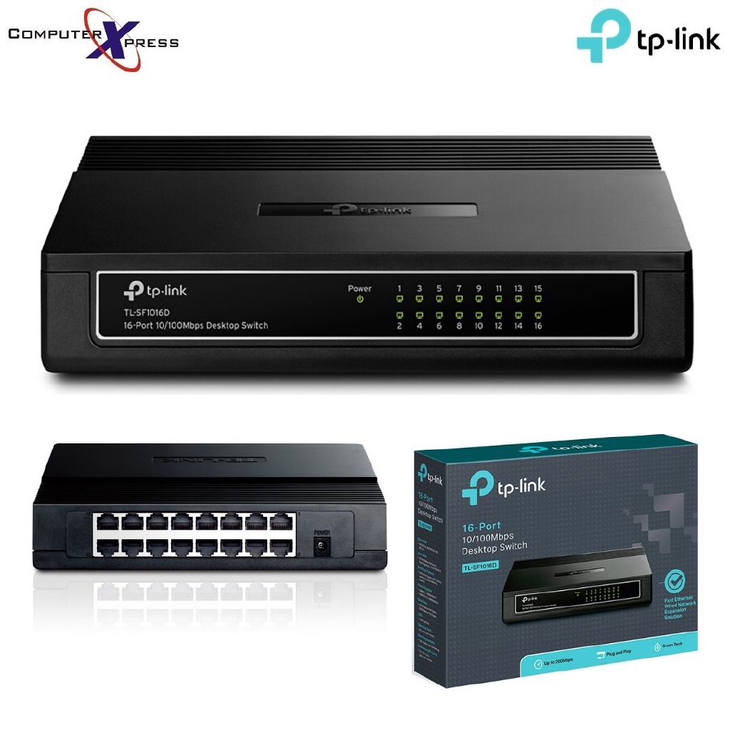 TP-Link TL-SF1016D 16-port 10/100M Desktop Switch,16 10/100M RJ45 ports ...