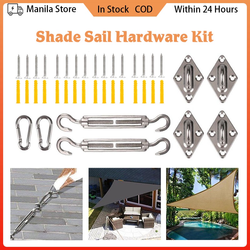 Stainless Steel Sun Shade Sail Accessory Canopy Hardware Kit Shelter ...