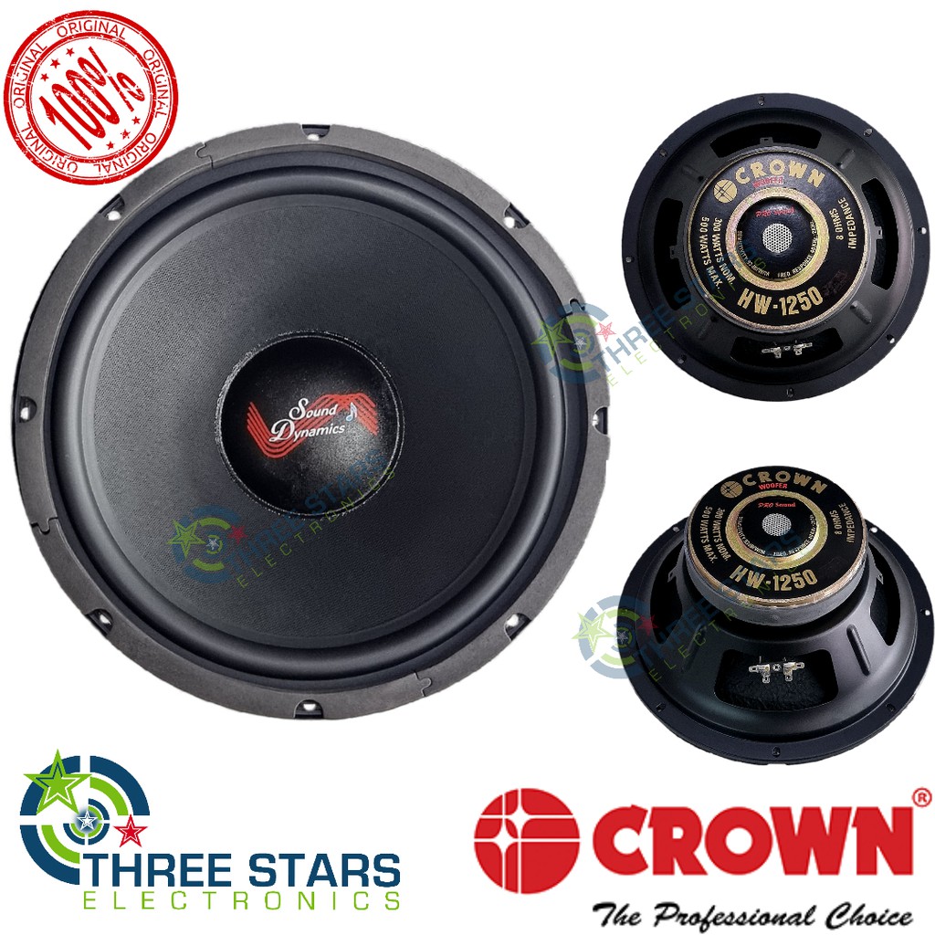 Original Crown 1pc. HW-1250 12 Inches 500 WATTS Woofer Speaker | Shopee Philippines