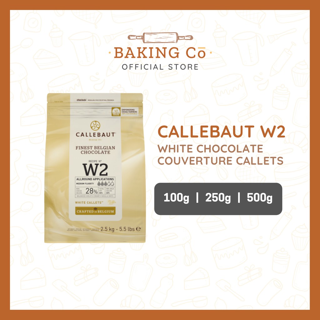 Callebaut W2 White Chocolate Couverture Callets - 100g/250g/500g ...