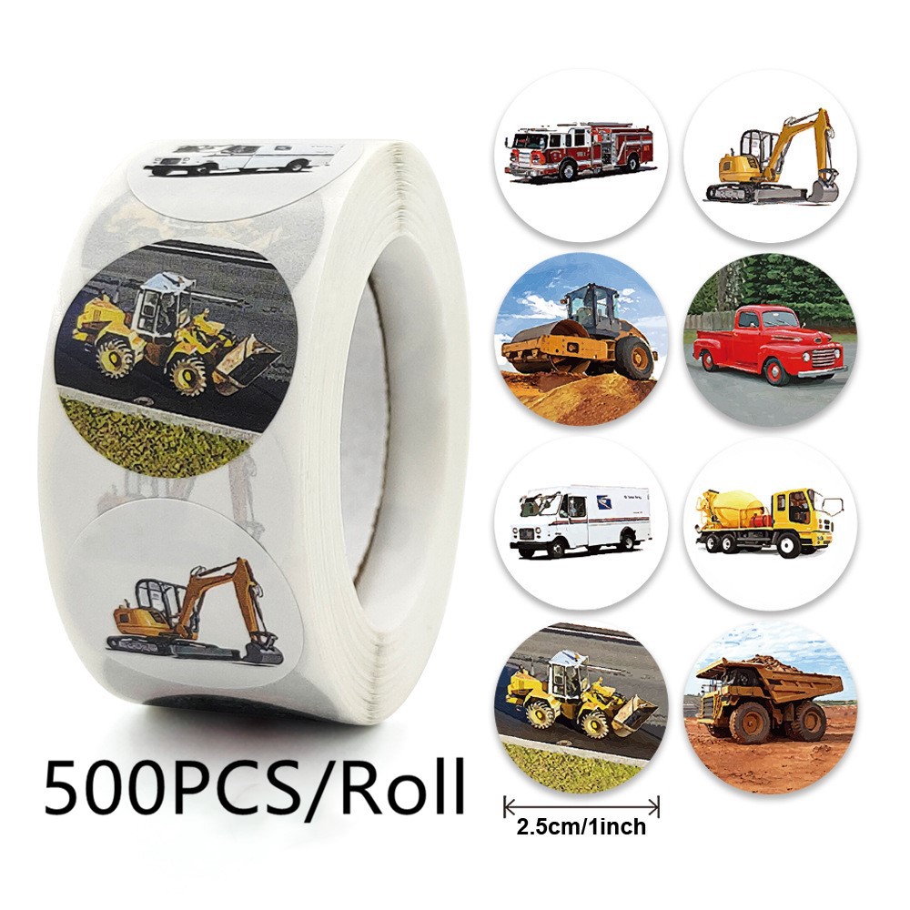 500PCS/Roll Excavator Tractor Stickers for Kids Perforated Stationery ...