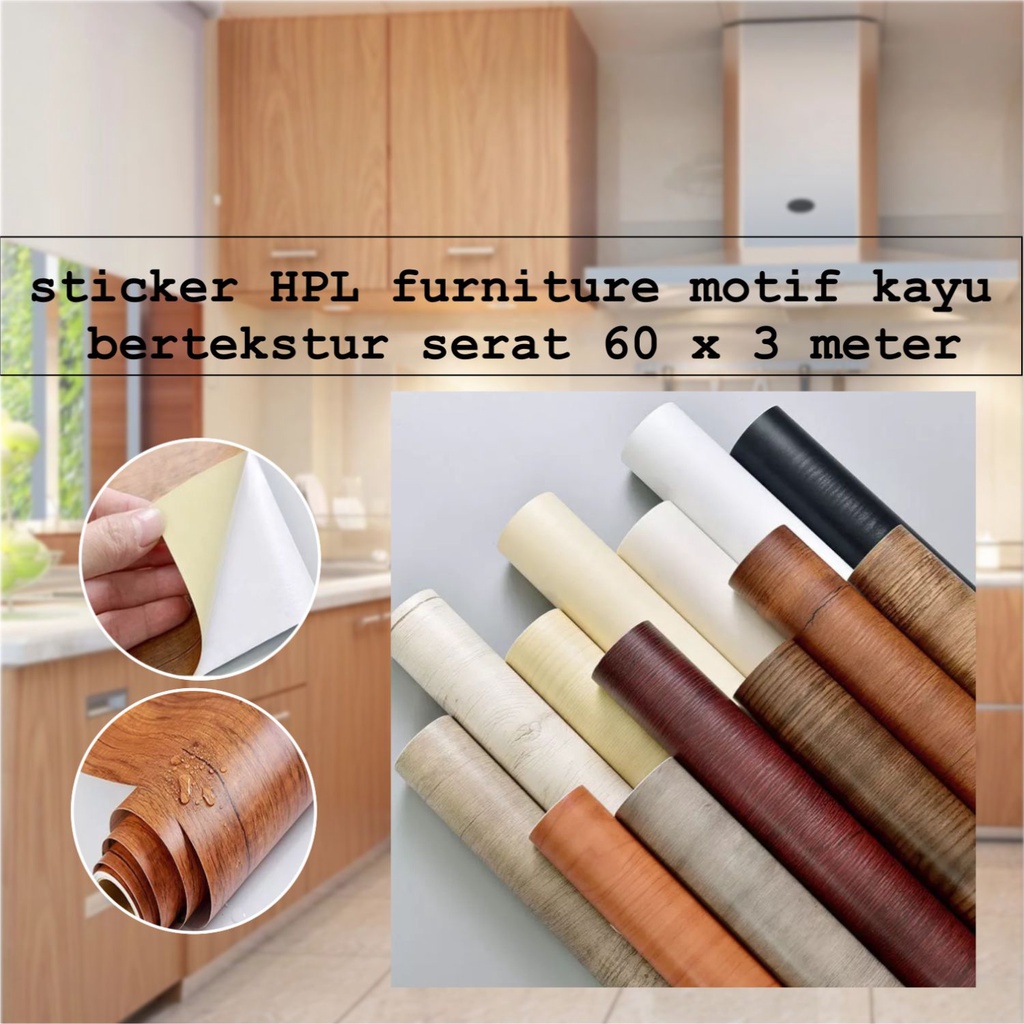 KAYU Wallpaper sticker Wood Grain motif / HPL sticker Thick ...