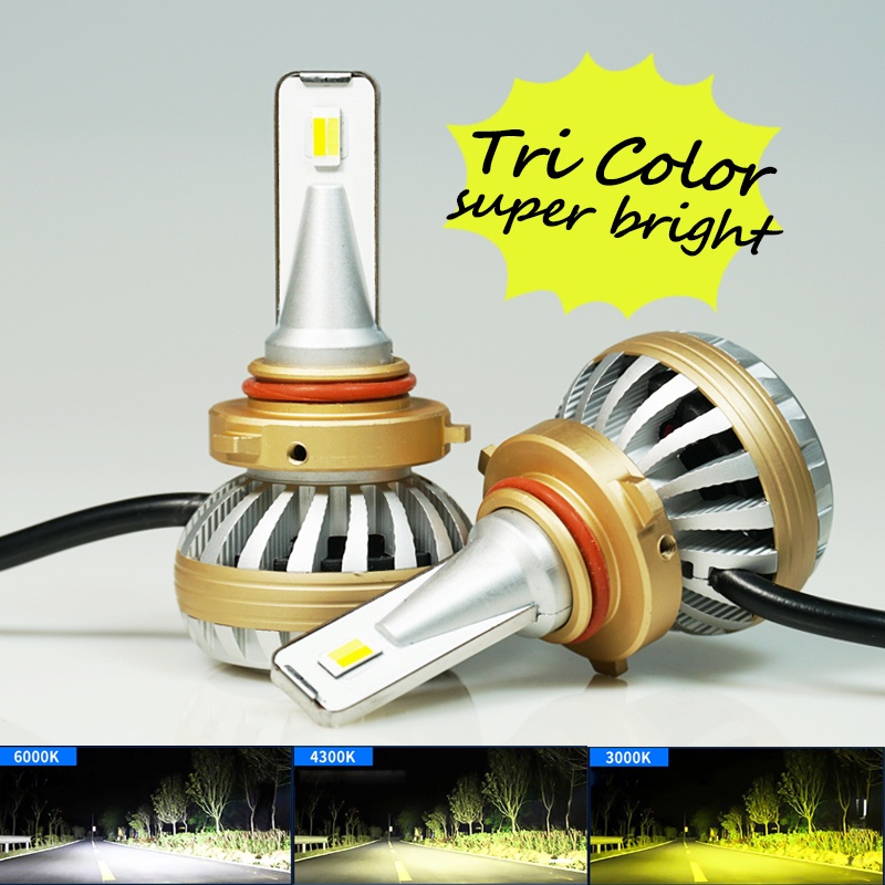 TUFFOO 2 pcs H1 H3 H4 H7 H8 H11 9005 9006 LED 3000K 4300K 6000K Tri ...