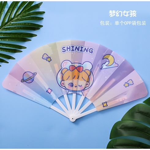 Fan Cute Cartoon Summer Foldable Mini Protable Plastic bear rabbit Fans ...