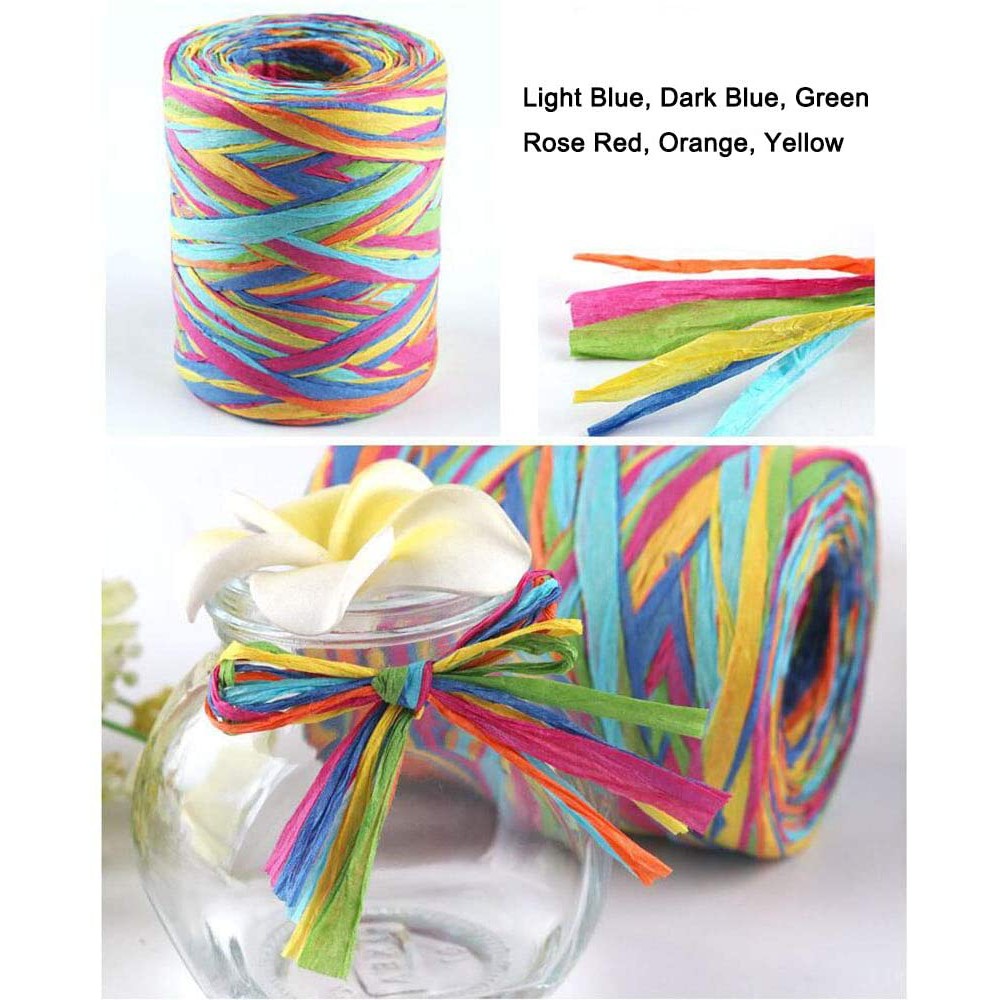 Raffia Paper Ribbon Twine 80 Meters 6-Ply (Orange-Dark Blue Shade ...