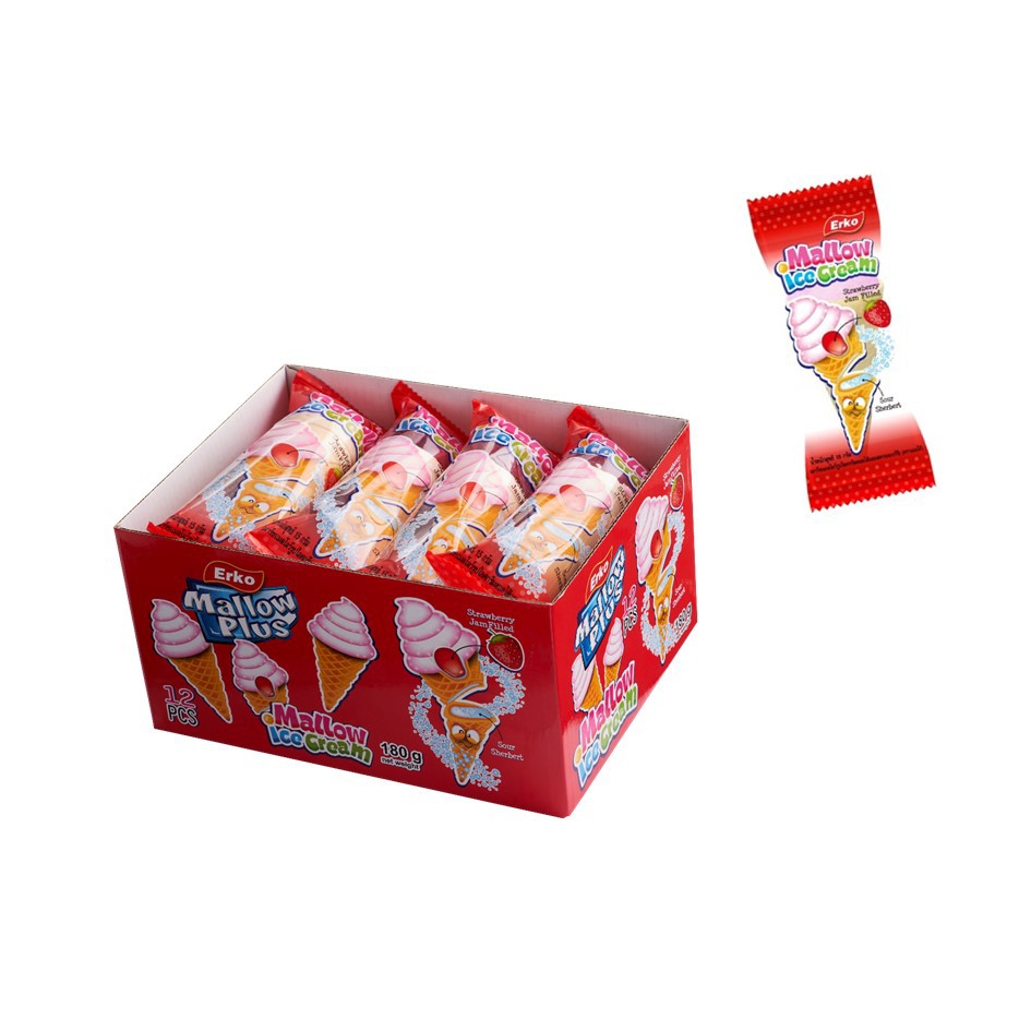 Erko Mallow Ice Cream Filled With Strawberry Jam 15g x 12stick/ML ...