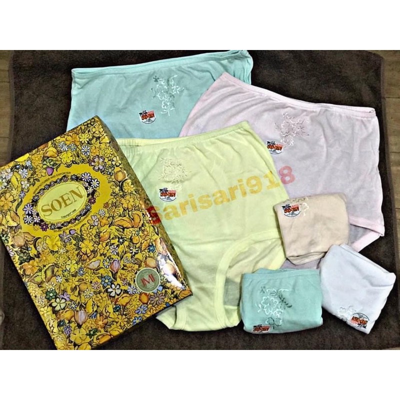 SOEN full panty Box of 12 pieces assorted color in a box | Shopee ...