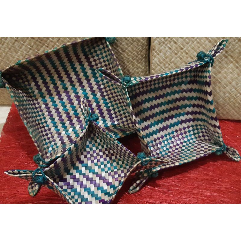 Native Pandan Made Tray Basket Set (Collapsible)/ Bread Tray ...