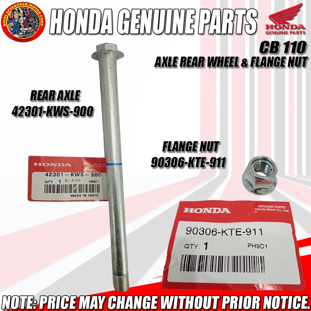 CB 110 REAR AXLE WHEEL & FLANGE NUT (HPI) (GENUINE: AXLE- 42301-KWS-900 ...