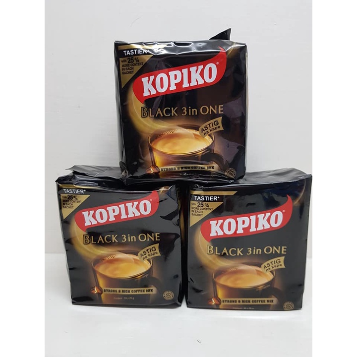 KOPIKO BLACK 3 in 1, Strong and Rich Coffee Mix (3 packs x 300 grams ...