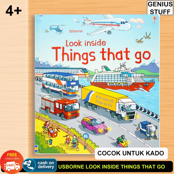 Usborne Look Inside Things That Go with over 60 flaps to lift | Shopee ...