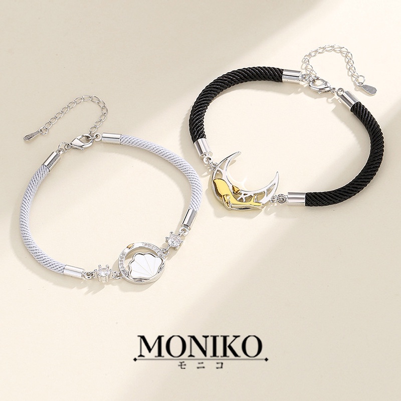 MONIKO Design Black And White Couple Bracelet The Moon Whale Leather ...