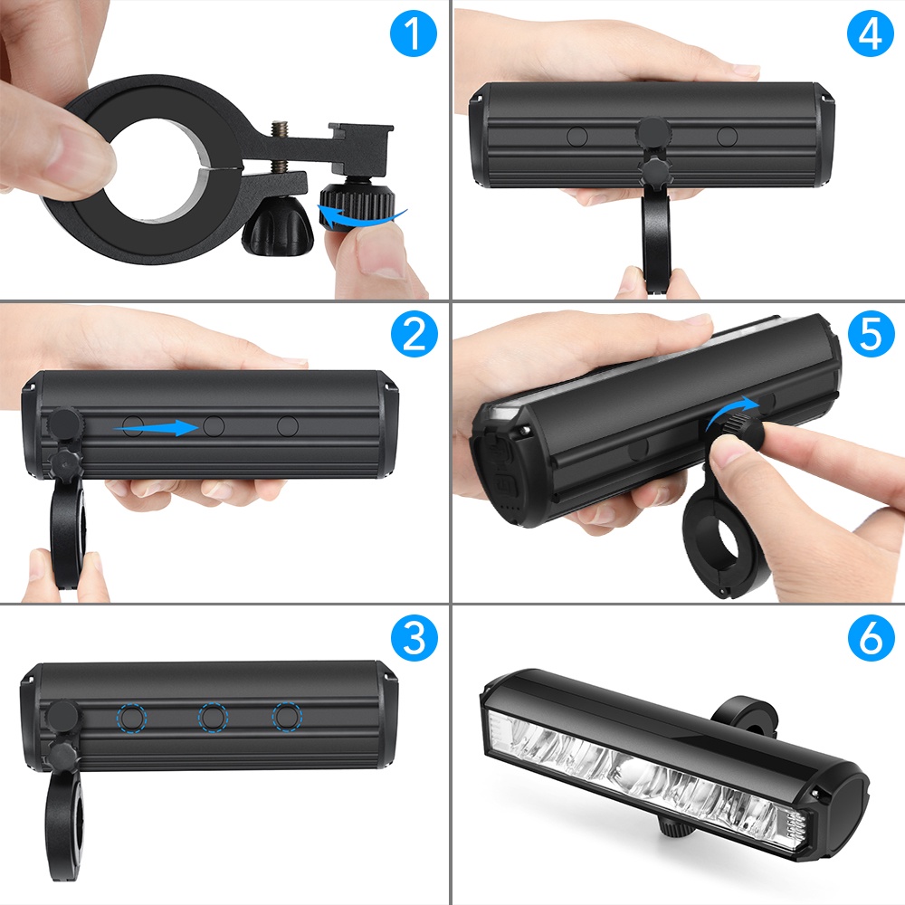 NEWBOLER 6000 Lumens Super Bright Bicycle Front Light 8000mAh USB ...