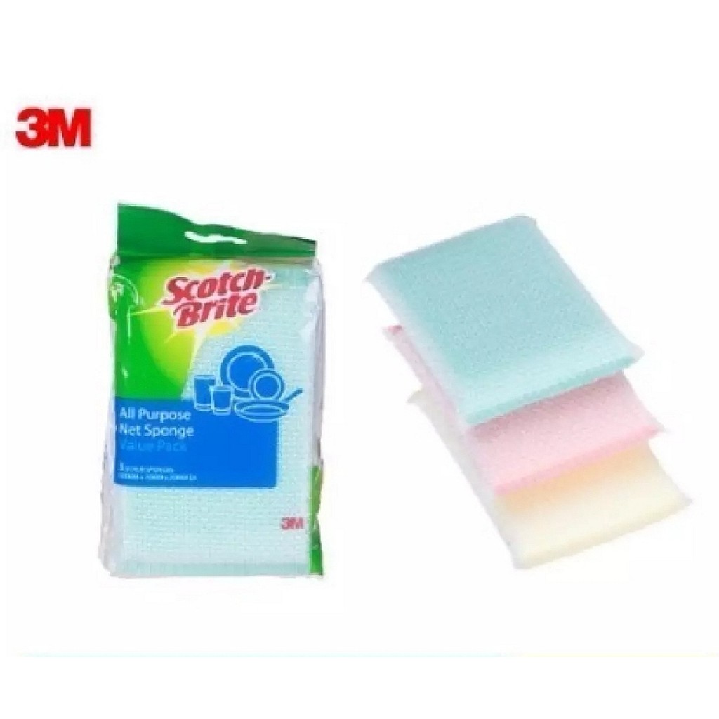3M SCOTCH BRITE All Purpose Net Sponge (3pcs/pack) | Shopee Philippines