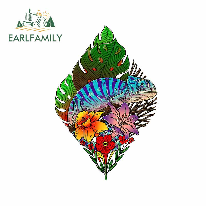 EARLFAMILY 13cm x 8.7cm for Colorful Lizard Flower Laptop Car Stickers ...