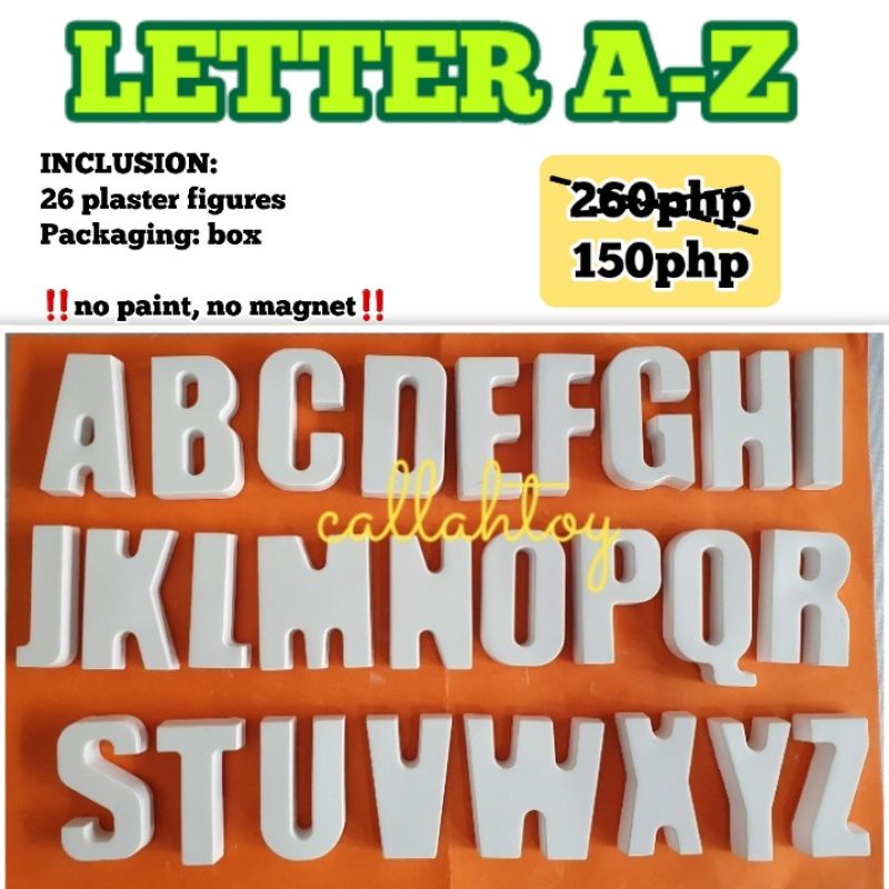 Paint your own A-Z LETTERS plaster art figure set (NOT Ref Magnet ...