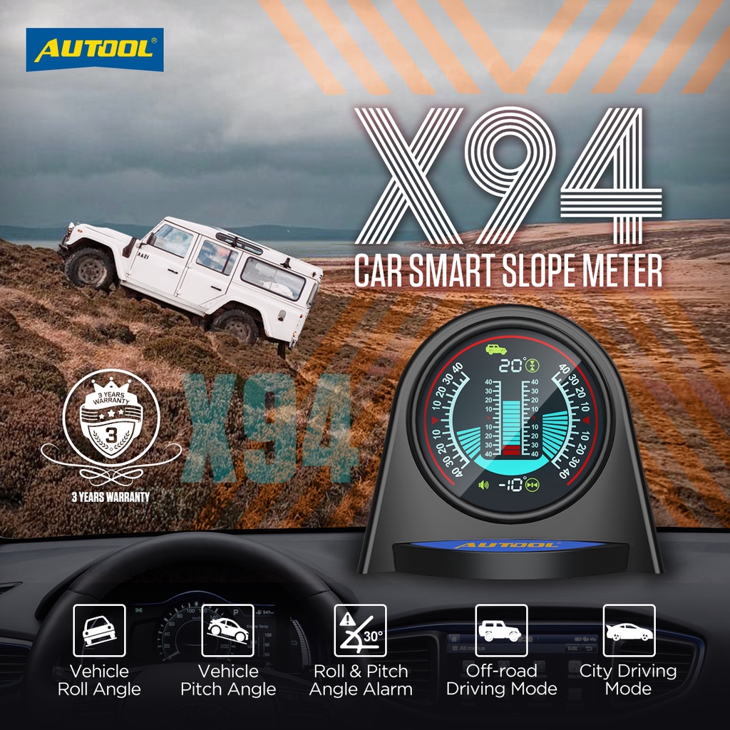 AUTOOL Car Digital Inclinometer Pitch Inclinometer GPS HUD Meter Head Up Display Automatic Light ...