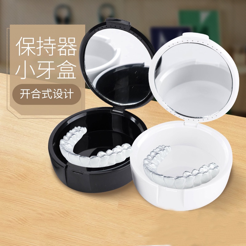 Oval with Mirror Small Tooth Box Denture Box Tooth Storage Box ...