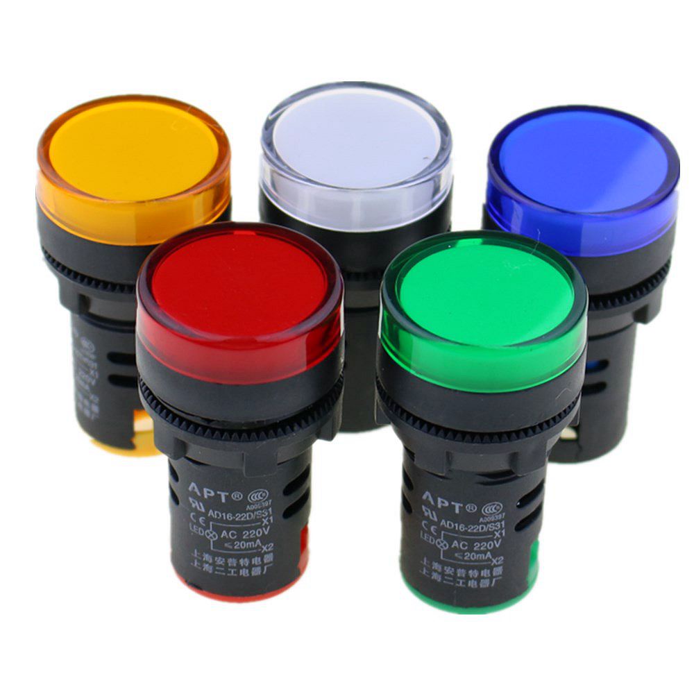 5pcs/lot 22mm AC/DC 220V Panel Led Signal Light Brightness Warterproof ...