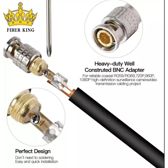 FIBER KING BNC Male Connector Spring Solder-Free for CCTV/DVR Devices | Shopee Philippines