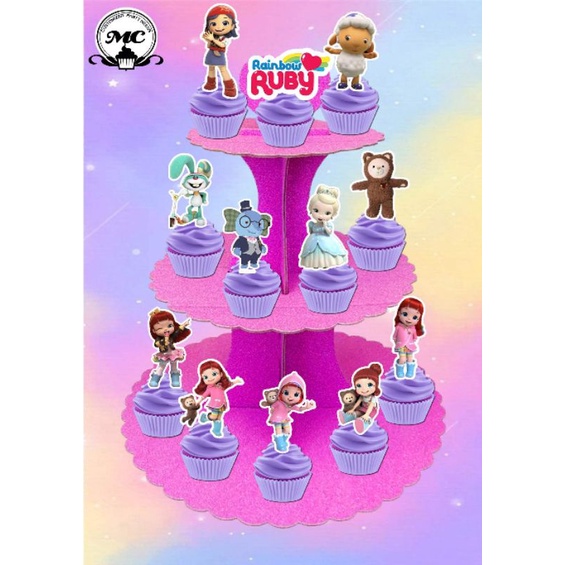 Rainbow Ruby Cupcake Topper (12pcs per packed) | Shopee Philippines