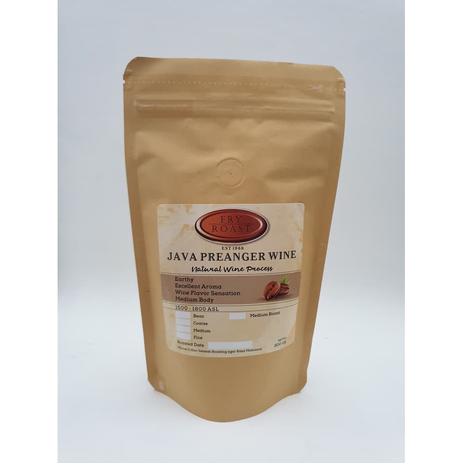 Arabica JAVA PREANGER Coffee NATURAL WINE PROCESS 200 GR Seeds And ...