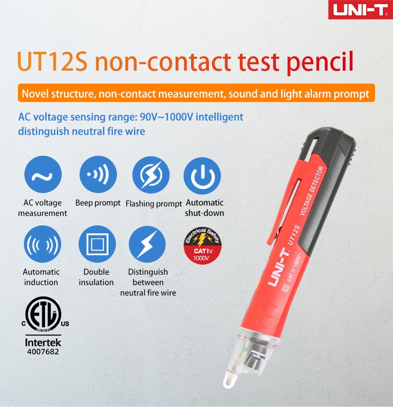 UNI-T UT12E UT12M Socket Wall AC Voltage Detector Indicator 24V-1000V ...
