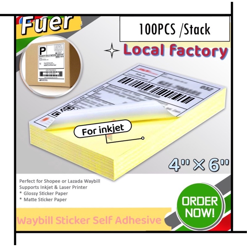 INKJET A6 STICKER MATTE / 100PCS / WAYBILL | Shopee Philippines