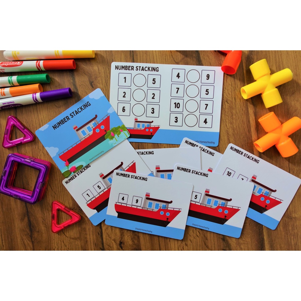 Math Flashcards: Comparing Number Stacking Ship for Preschool ...