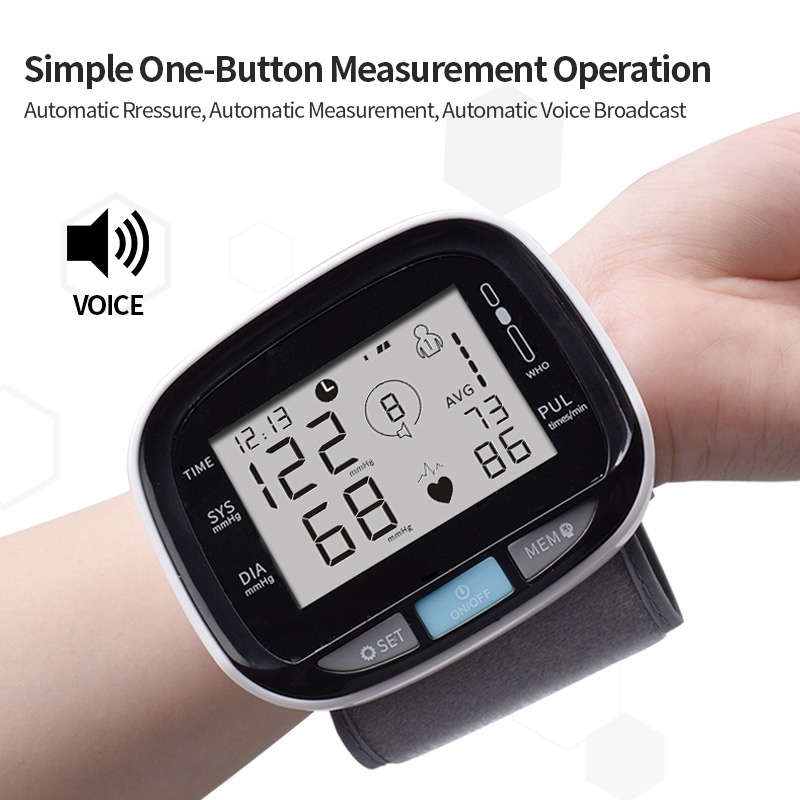 Portable Automatic Digital LCD Display Wrist Blood Pressure Monitor ...