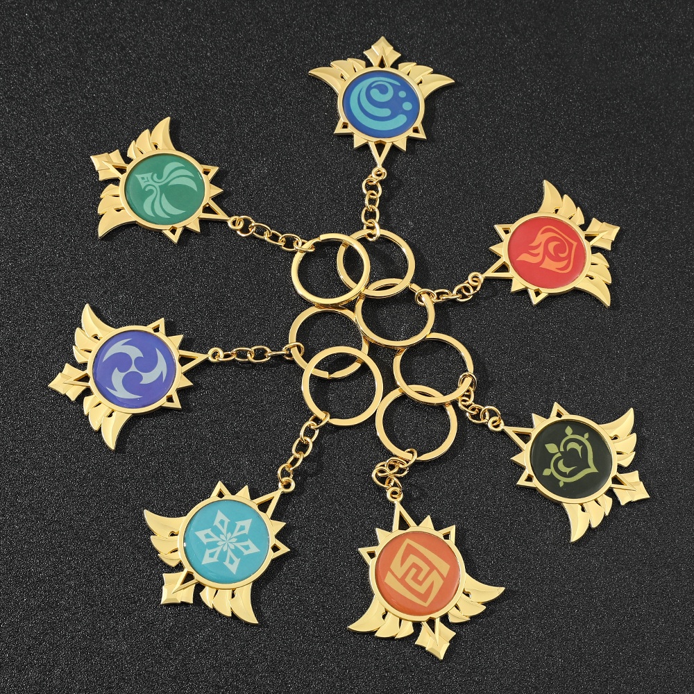 Genshin Impact keychain Eyes of God keychains Luminous Metal keychain ...