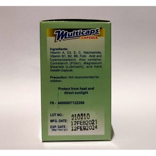 Multicaps Vitamins Food Supplement 100 Capsules | Shopee Philippines