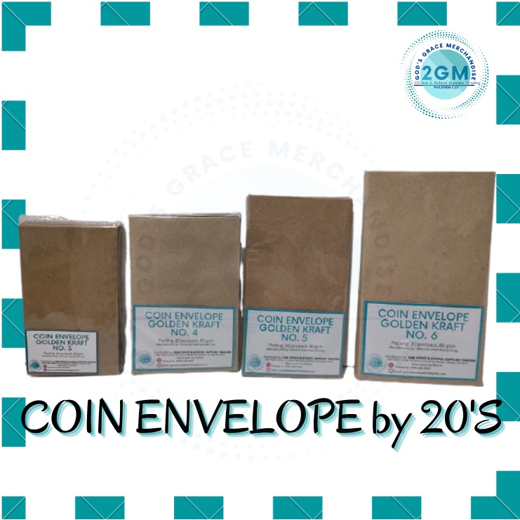 PAPERFOX COIN ENVELOPE, PACK BY 20'S, SIZES: #3, #4, #5, #6, #7 ...