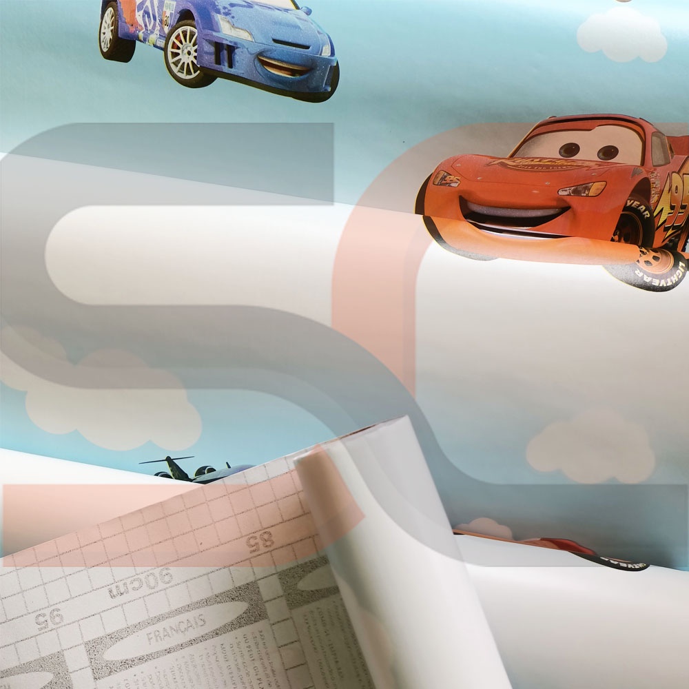 Wall Sticker BLUE RACE CAR CARTOONS (45CM x 10M) Self Adhesive ...