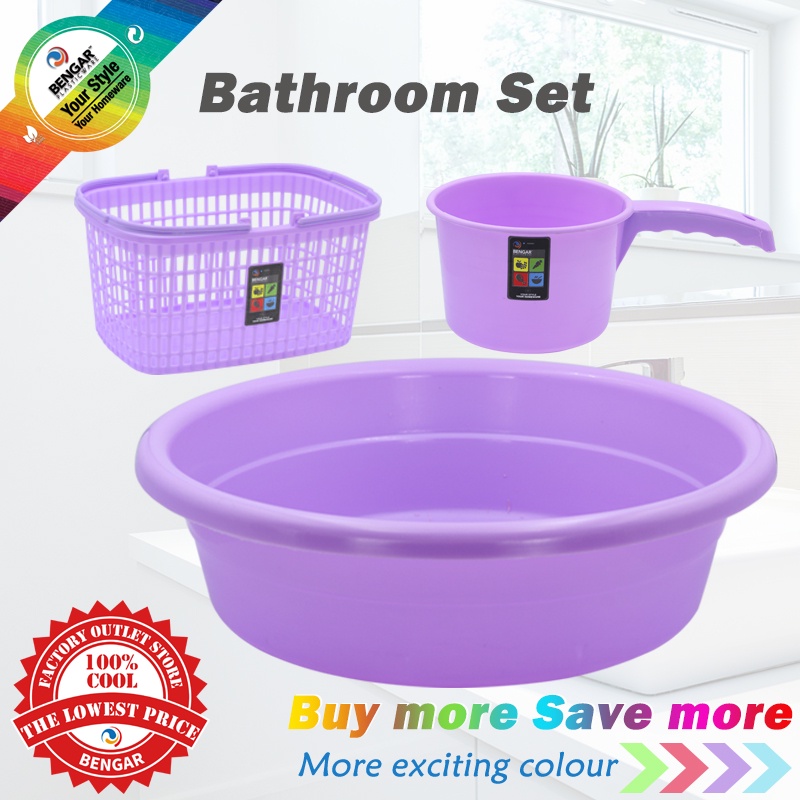 Hqc Bathroom Sets Round Classy Basin Set Of Basket And Water Dipper For ...