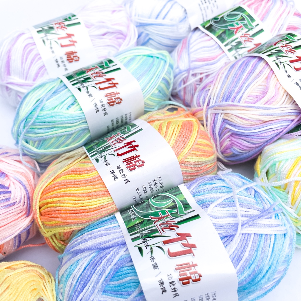 Bamboo Cotton Blend Yarn (70% Bamboo, 30% Cotton) 6ply Lace Multicolor ...