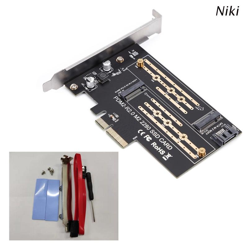 Niki M.2 to PCIe NVMe and SATA SSD M Key B Key Adapter Card 2242 2260 ...